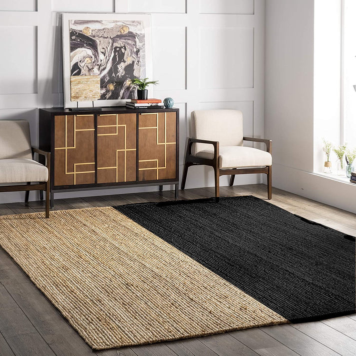 Natural & Black Double Border Jute Area Rug. – Kashyapa Rugs