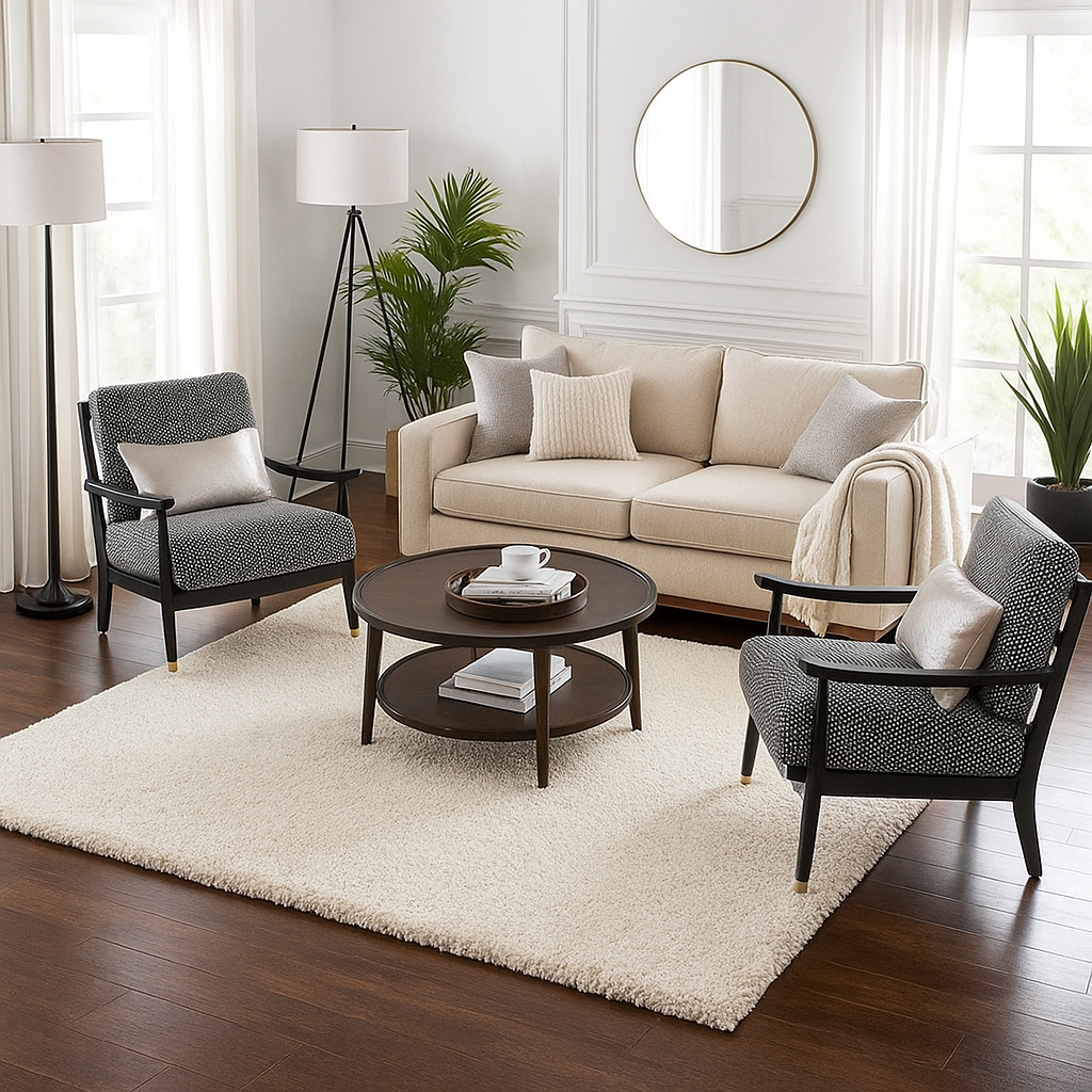 Plain Cream Microfiber Carpet – Soft Feel with Anti-Skid Rubber Backin ...